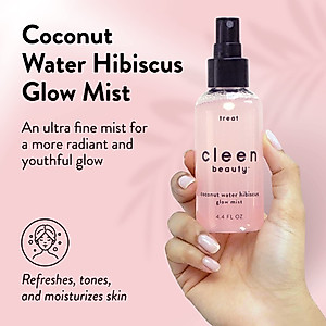 Cleen Beauty Coconut Water Hibiscus Glow Mist | Coconut Water Face Mist with Hibiscus Extract | Coconut Water Facial Mist Spray | Facial Spray Mist - Paraben Free | Coconut Water Spray (4.4 Fl Oz)