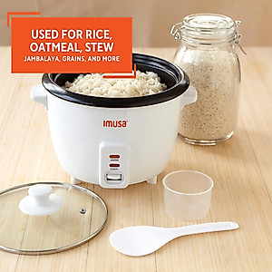 IMUSA USA GAU-00011 Electric Nonstick Rice Cooker 3-Cup (Uncooked) 6-Cup (Cooked), White
