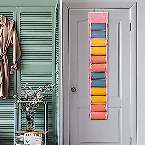 Lirex Hanging Yoga Legging Storage Organizer with 24 Pockets, Foldable Oxford Cloth Hanging Closet Organizer Shirts Jeans Storage Hanger Socks Holder for Family Closet Bedroom, Pink