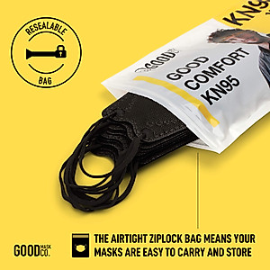Good Mask Co. Good Comfort KN95 Face Mask, Disposable KN95 Face Mask, Folding, Filter Efficiency 95%, Comfortable Face Masks, Bulk Face Masks (10 Pack of Masks, Black)