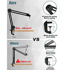 Boseen Microphone Boom Arm Stand for Blue Yeti with Shock Mount Foam Cover, Heavy Duty Boom Scissor Arm Stand for Blue Yeti, Broadcasting and Recording