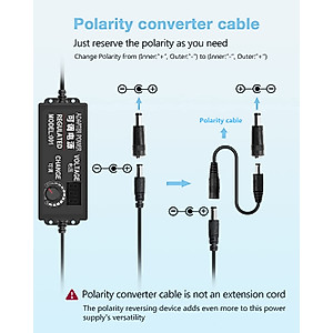 Aclorol Universal AC/DC Power Supply Adapter 48W AC 100-240V to DC 24V 2A 15V 12V 9V 6V 5V 3V 1A 1.5A 1000mA Power Supplies Adjustable Switching AC Adapter with Polarity Converter & 14 Tips