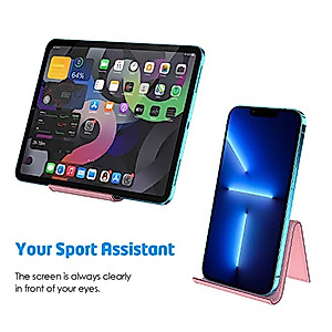 WixGear Premium PU Leather Adjustable Cell Phone Stand Tablet Holder, Made with Strong PU Leather, Phone Holder Mount for iPhone and All Smartphones & Mini Tablets (Pink)