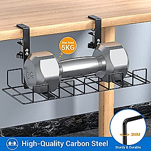 Under Desk Cable Management Tray - No Drill Clamp Mount Steel Cords Organizers - 15.7“ High Capacity Adjustable Removable Docking Station Wires Holder Rack - Home Office Kitchen Table Raceway -1pc