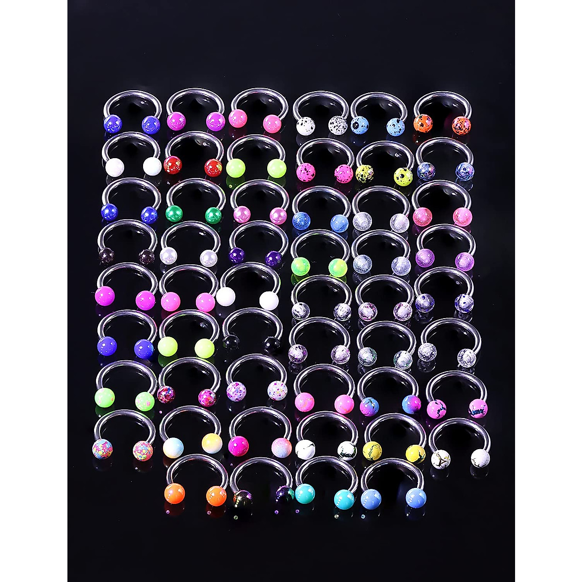 Vsnnsns 16G Surgical Steel Horseshoe Nose Septum Rings Piercing Jewelry Cartilage Helix Tragus Earring Studs Hoop Lip Horseshoe Ring Piercing Jewelry Retainer for Women Men 8mm 52pcs