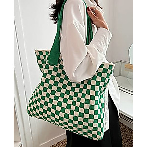 Pocadri Women's Contrasting Shoulder Bag Cotton Hemp Soft Multifunctional Large -Capacity Knitted Bag Handbags