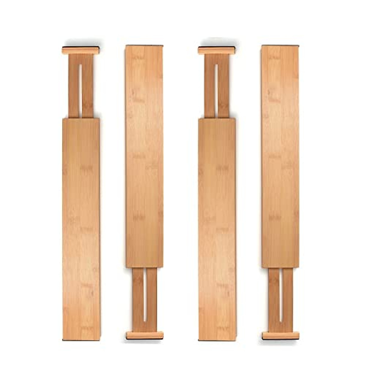4 Pack Bamboo Drawer Dividers Kitchen Drawer Organizers-Adjustable from 17-22 Inch, Clothes Fabric Drawer Organizer Expandable Drawer Organization Separators for Bathroom Bedroom Office Dresser Desk