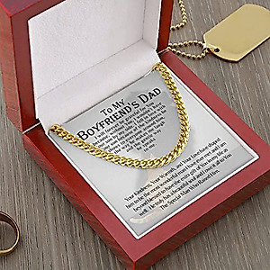 To My Boyfriends Dad Father Gift, Cuban link Chain, Necklace, for Christmas, Birthday, Just Because, Fathers Day, Present, Stocking Stuffer TBS0574