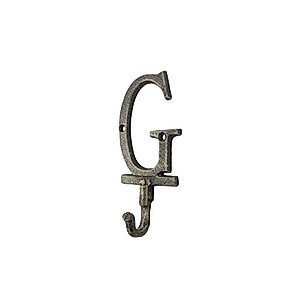 Handcrafted Nautical Decor Rustic Gold Cast Iron Letter G Alphabet Wall Hook 6"