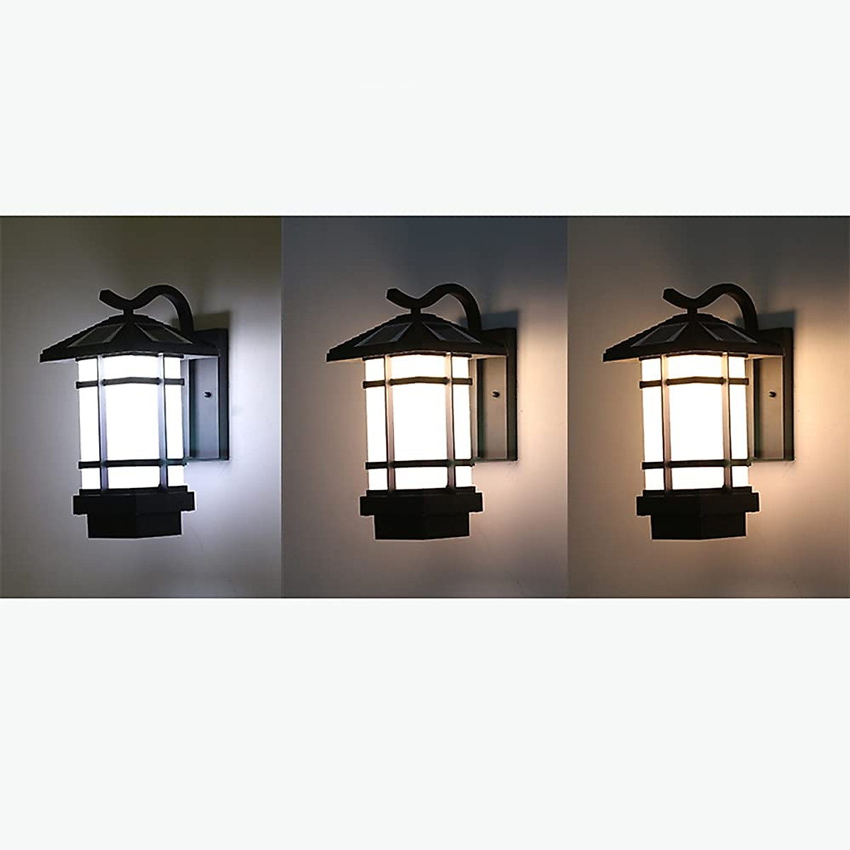 CHENBAI Rectangle Solar Powered Wall Lantern Chinese Style Outdoor LED Wall Lamp Creative AluminumWaterproof Porch Lights Lighting Fixture for Courtyard Garden Entrance Terrace Home