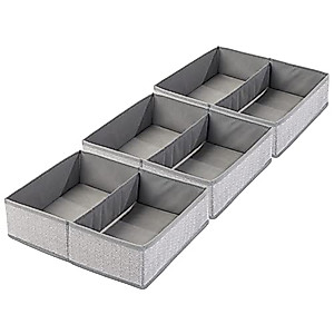 mDesign Fabric Drawer Organizer Bin Dividers for Kids/Baby Nursery Dresser, Closet, Organization - Bins Hold Clothes, Diapers, Cream, Toy, Blankets - 3 Pack, Gray Herringbone
