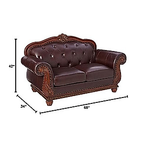 ACME Top Grain Leather Loveseat, Dark Brown Leather