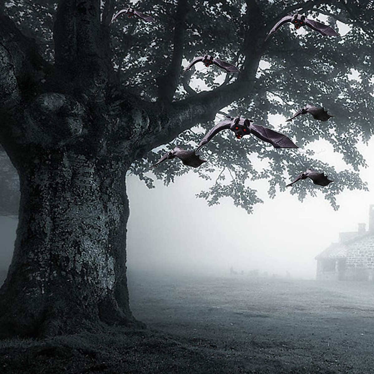 BigOtters 12pcs Halloween Bats,Rubber Hanging Vampire Bats for Halloween Party,April Fool's Day,Haunted House Decoration