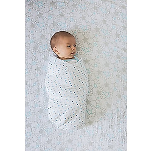 SwaddleDesigns Softest Cotton Muslin Fitted Crib Sheet/Toddler Sheet for Baby Boy & Girl, Blue & Sterling Starshine