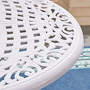 Christopher Knight Home Simon Outdoor Aluminum Round Dining Table, White