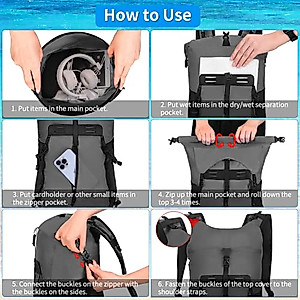 Atarni Waterproof Dry Bag Backpack - 20L/30L Floating Lightweight Bags With Zipper Dry Sack & Roll Top for Kayaking Swimming Boating Rafting Fishing Hiking Camping and Beach