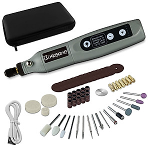 63pcs Cordless Rotary Tool, Mini Power Rotary Tool, 5-Speed and USB Charging 3.7V Rotary Tool Kit with 62 Accessories for Sanding, Polishing, Drilling, Etching, Engraving, DIY Crafts 1