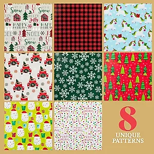 Plum Designs Christmas Wrapping Paper Sheets-40 Precut Sheets Christmas Gift Wrap Paper- Christmas Paper Wrapping Sheets (30"x20")- 4 Unique Patterns of Holiday Wrapping Paper, 40 Sheets