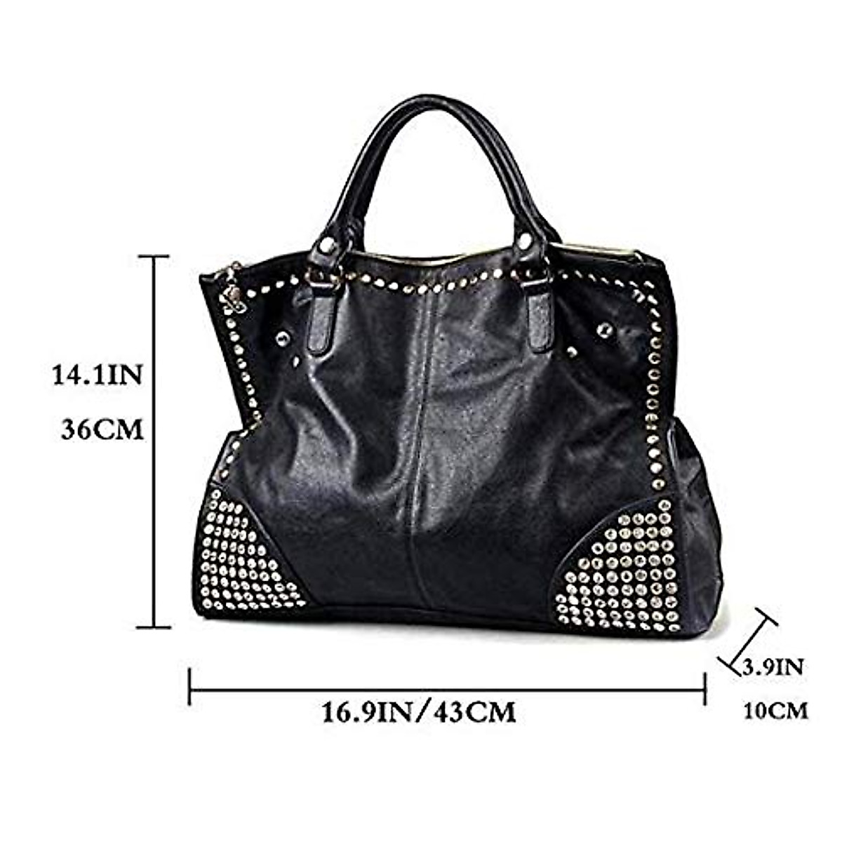 Cayla Women Tote Handbag shinestone Ladies Purse Crossbody Shoulder Bag top handle Hobo Satchel bag, Black, Large