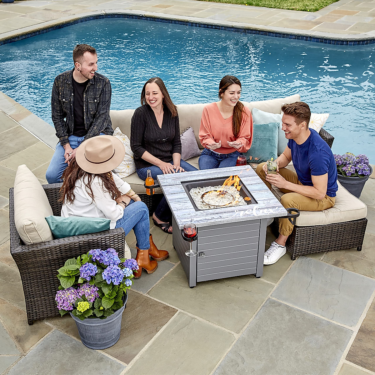 Relax Gray 30” Square Gas Fire Table