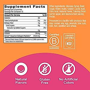 OLLY Collagen Gummy Rings, 2.5g of Clinically Tested Collagen, Boost Skin Elasticity & Reduce Wrinkles, Adult Supplement, Peach Flavor, 30 Count