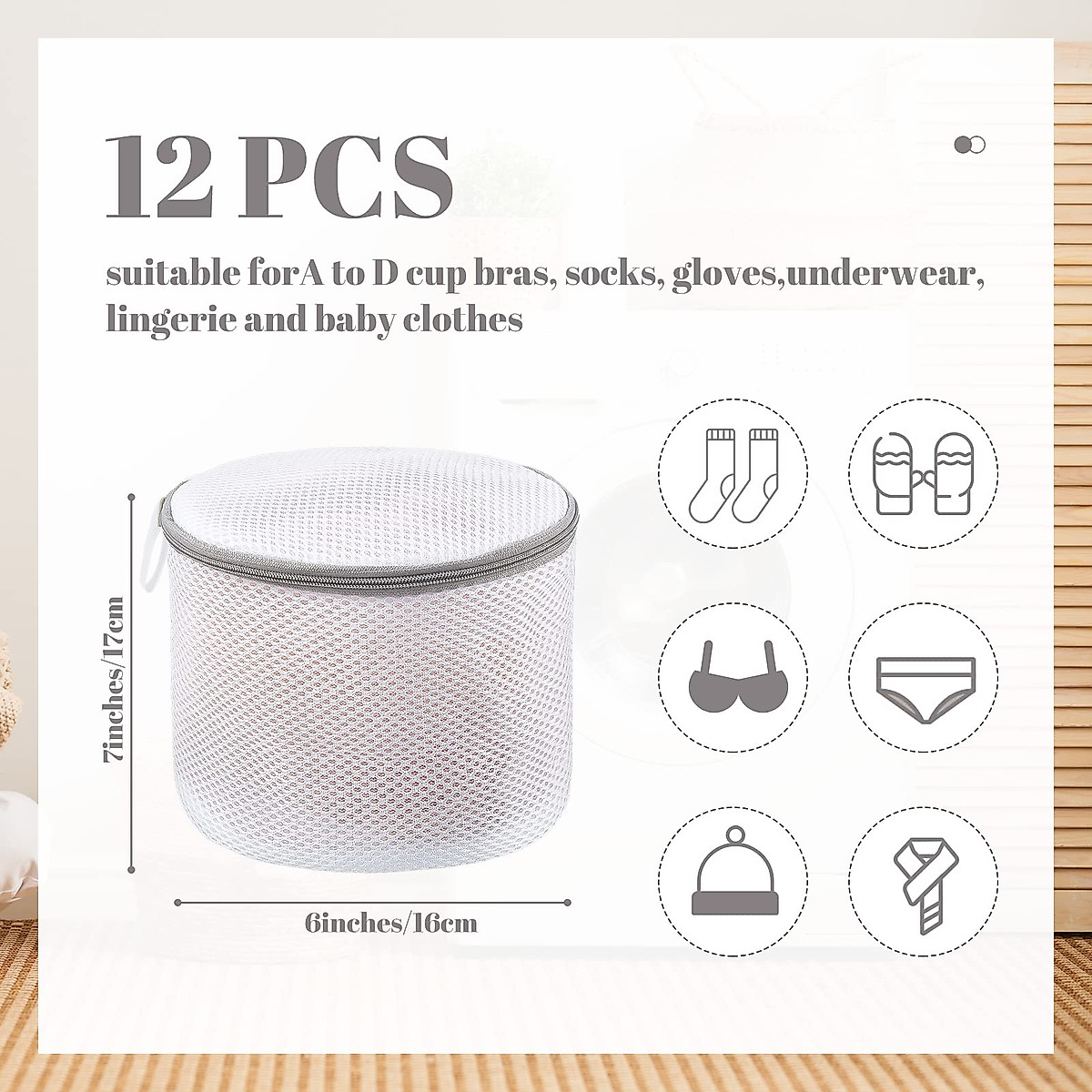 12 Pieces Honeycomb Mesh Laundry Bags for Delicates Underwear Bra Laundry Bags for Washing Machine Sock Laundry Mesh Bags for Delicates Garment Lingerie Wash Bag Net, 6 x 7 Inch (Gray)