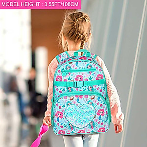 ZLYERT 3PCS Unicorn Backpack for Girls, Kids Bookbag for Preschool Elementary Students, 16" Sequin Backpacks with Lunch Box for Girl - Pink