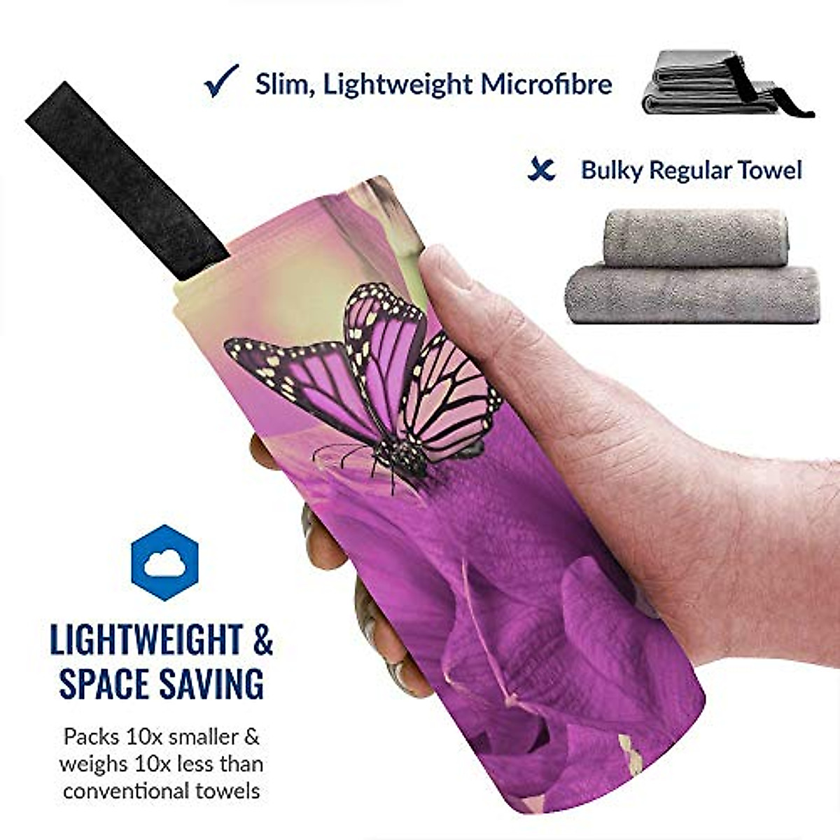 Moslion Quick Dry Hand Towel Purple Butterfly Awesome Bath Hand Towel Decorative for Bathroom/Kitchen 15x31 Inch