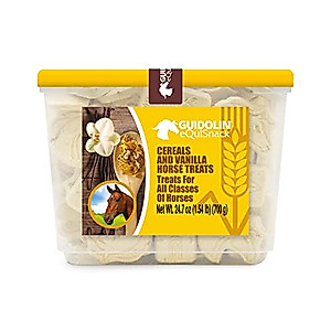 GUIDOLIN EQUISNACK Horse Natural Treats with Superfoods and Real Fruit Pieces, No Sugar Added, Handmade in Italy - 1,54 LB (Vanilla and Cereals)