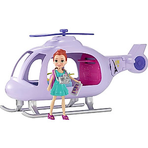 Polly Pocket Playset, Vacation Helicopter with 3-inch Lila Doll & 10+ Accessories, Travel Toy