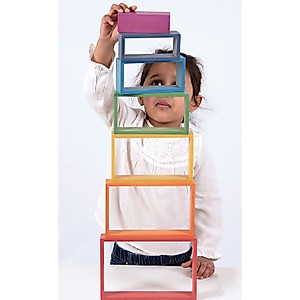 TickiT - 73414 Wooden Rainbow Architect Rectangles - Nesting Puzzle - Stacking Blocks for Ages 12M+