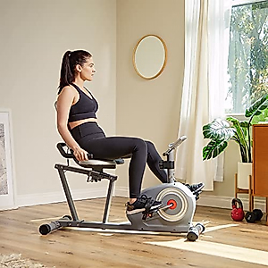 Sunny Health & Fitness Essentials Series Magnetic Smart Recumbent Bike with Exclusive SunnyFit App Enhanced Bluetooth Connectivity – SF-RB422003