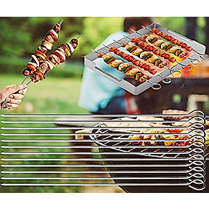 12 inch Barbecue Skewers Metal BBQ Sticks,12Pack Stainless Steel Square Skewer,Kebob,kabob Sets for Grill Outings Cooking (BBQ Skewers Square 12inch-12p)