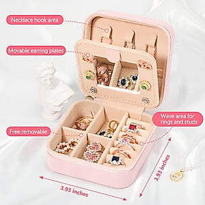 CHMI Travel Jewelry Case, Pink Travel Jewelry Box, Travel Jewelry Organizer, Travel Gifts for Women Girls, Jewelry Organizer Box, Birthday Gifts for Women, Christmas Gifts for Teens Girls - Initial K