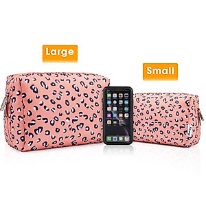 Large Makeup Bag Zipper Pouch Travel Cosmetic Organizer for Women (Large, Leopard)