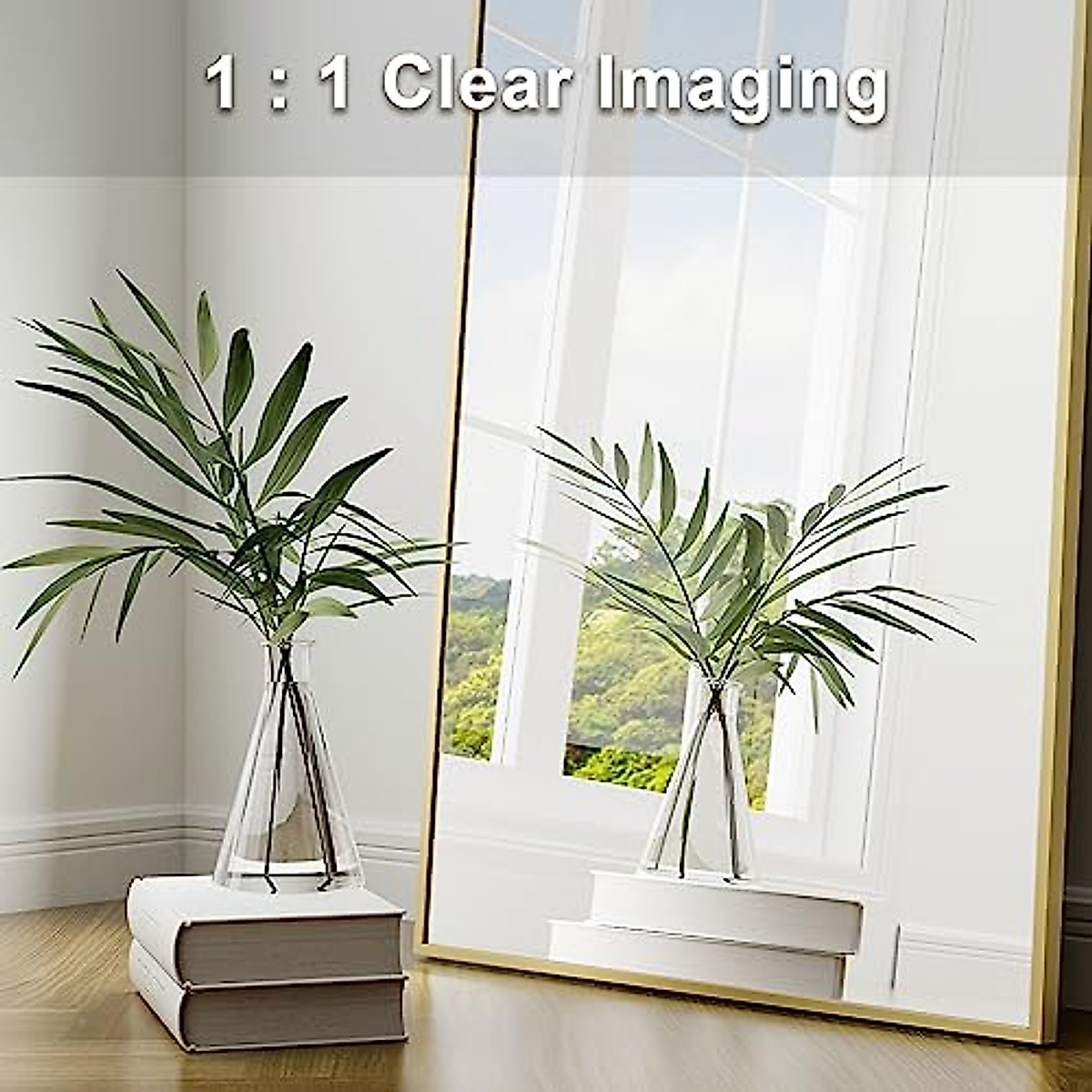 GLSLAND-21x64 inch Arched Full Length Mirror-Aluminum Alloy Frame High Definition-Full Body Mirror for Bedroom or Living Room