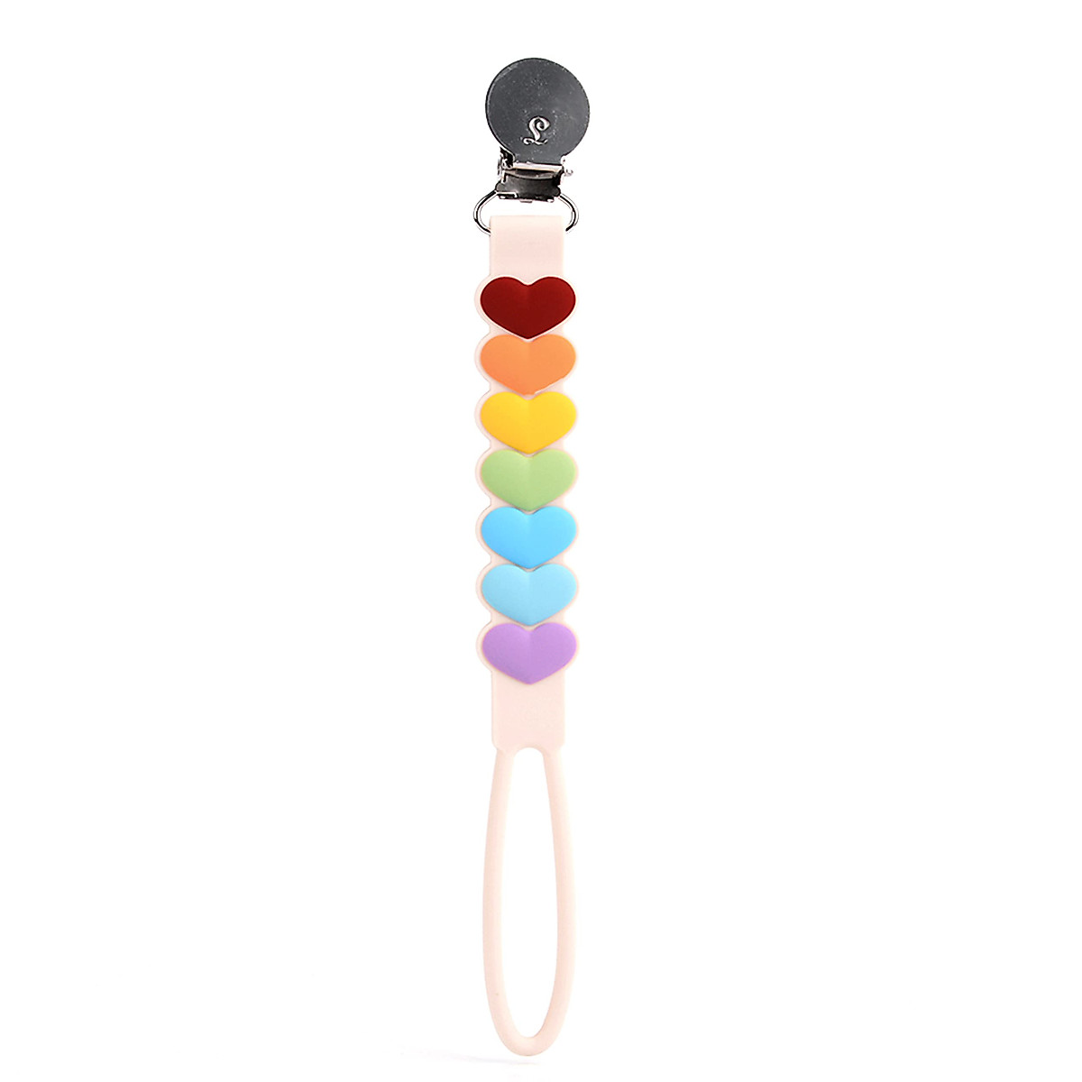 Loulou Lollipop Silicone Teether and Holder Clip Bundle Set - Taco/Sweetheart Rainbow…