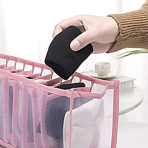 Mantuos Underwear Drawer Organizers Dividers, 3 PCS Wardrobe Organizer, Fabric Storage Boxes Bins for Bedroom, Desk Drawer Dividers Organizer for Clothes Bras Socks Ties Scarves, Draw Organizer Trays (Pink)