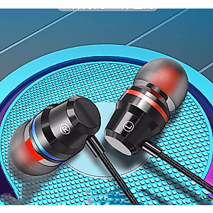 Wired Earbuds with Microphone Noise Cancelling Earphones Headphone for Samsung Galaxy A22 5G A32 5G A42 5G A51 A51 5G A52 A52 5G A71 A72, Moto E, G Play G Power Stylus, OnePlus Nord N200 5G (Black)