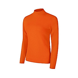 YumiDay Mock Turtleneck Base Layer Women(Orange,XL)