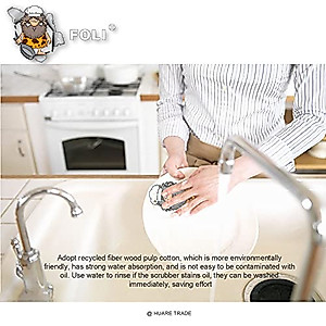 FOLI Hot Pot Lid Handle Mitt,Heat Resistant Pot Knob Grabber Holder, Anti Scald Casserole Pot Lid Knob Cover Hand Protector 2Pack, Wood Pulp Cotton Dish Washing Kitchen Scrubber 2Pack