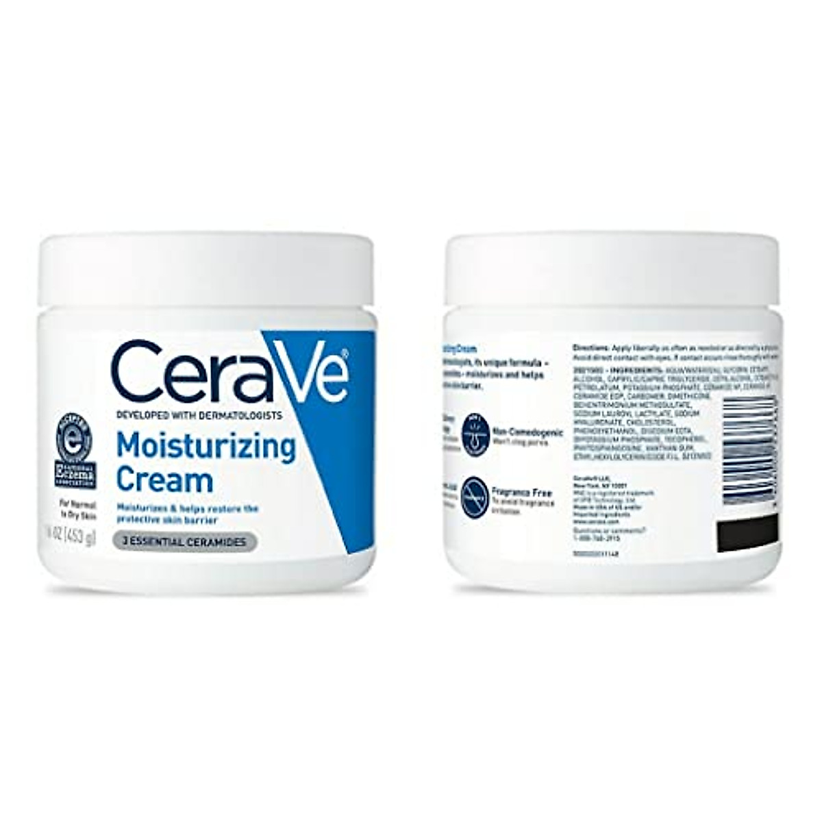 CeraVe Daily Moisturizing Cream Combo Pack - Contains Moisturizing Cream (16 oz) and Travel Size Daily Moisturizing Lotion (3 oz) - Fragrance Free - With 3 Essential Ceramides