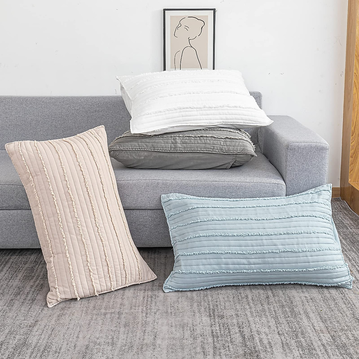 BOSOWOS Queen Size Pillow Shams Set of 2, Ultra Soft Breathable 20 x 30 Inches Pillow Case Envelope Closure, Microfiber Farmhouse Bed Pillowcases for Easy Care, White