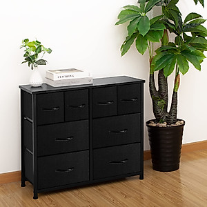 AZL1 Life Concept Bedroom, Wide Fabric Dresser for Storage and Organization, Black (8-Drawers)