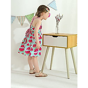 YOUNGER TREE Toddler Baby Girl Summer Clothes Sleeveless Watermelon Print Dress Backless Strap Skirt Outfit (Watermelon, 6-12 M)