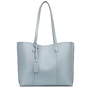 Tote Bag for Women Soft Leather Large Purses Handbags Lightweight Satchel Bag Travel Purses Daily Shoulder Bag (Blue)