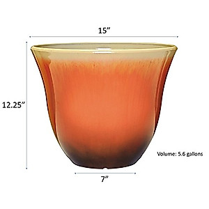 Classic Home and Garden Honeysuckle Resin Flower Pot Planter, Tequila Sunrise, 15"
