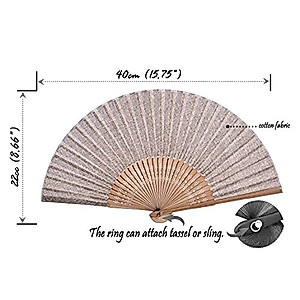Salutto Hand Fan with Beautiful Fabric Printed (Coffee)