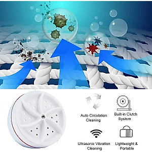 Mini Washing Machine Upgraded Ultrasonic Portable Washer with Suction Cup 3 in 1 Dishwashers Small Washer Machine for Home, Business, Travel, College Room, RV, Apartment