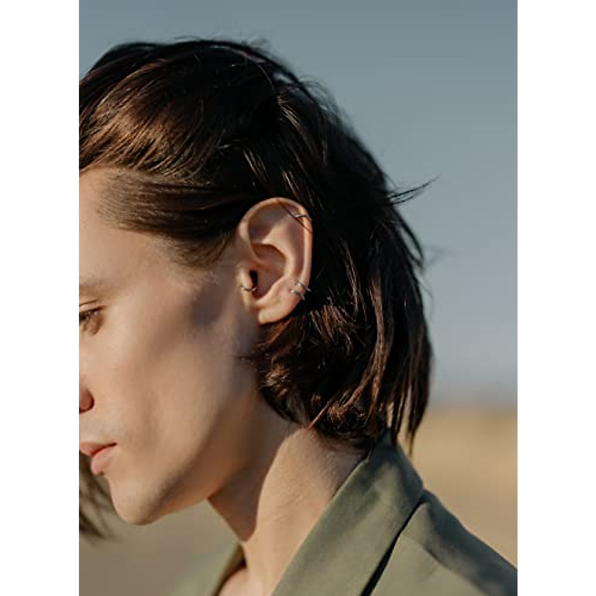 SkullParty Zifoan 5 pairs Nose Rings Hoop 20 Gauge Non Piercing Stainless Steel Clip-on Fake Nose Ring Body Jewelry (10PCS Inner Diameter: 5/16 (8mm))